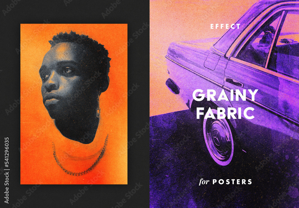 Grainy Fabric Poster Photo Effect Mockup Stock Template | Adobe Stock