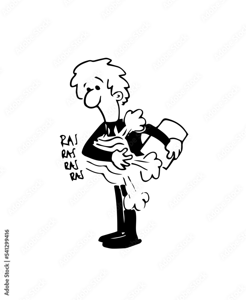 Cute man character standing carrying a folder and dusting off his suit ...