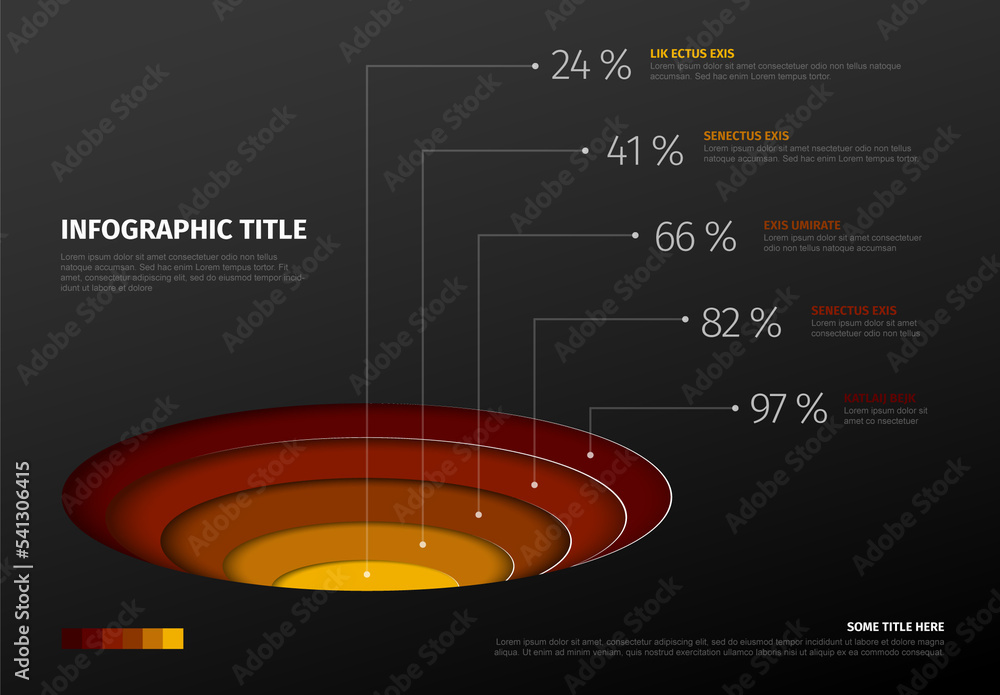 Infographic Dark Layout with Percentages and Red Purple Stock Template ...