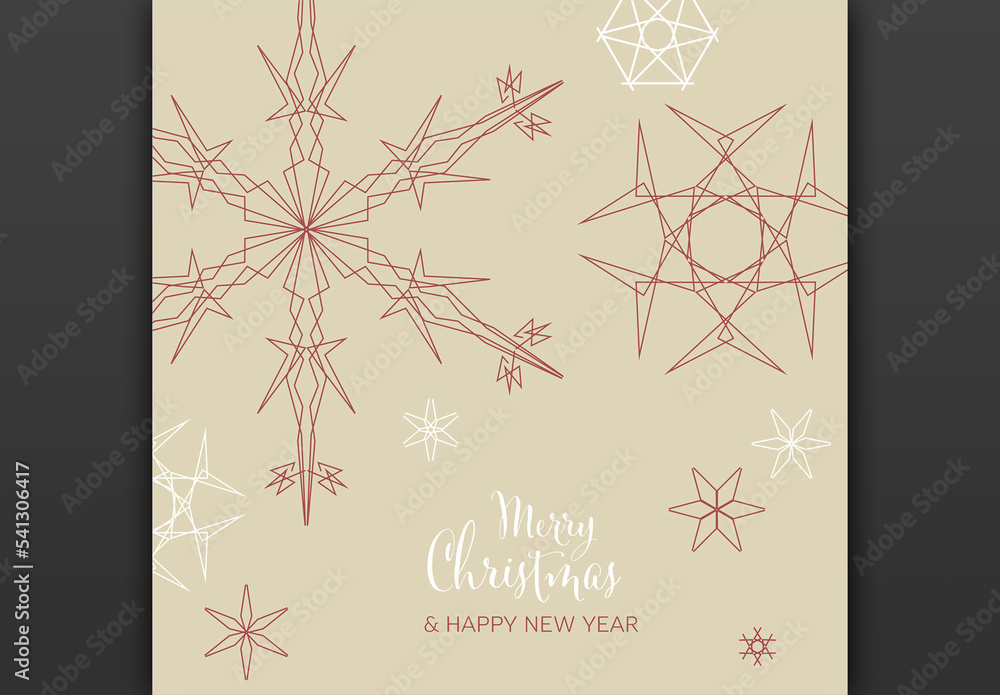 Winter Christmas Card Layout Layout with Geometry Snowflakes Stock ...