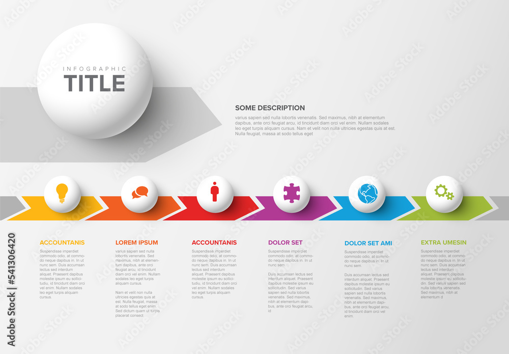 Simple Light Six Sphere Steps Infographic Layout Stock Template | Adobe ...