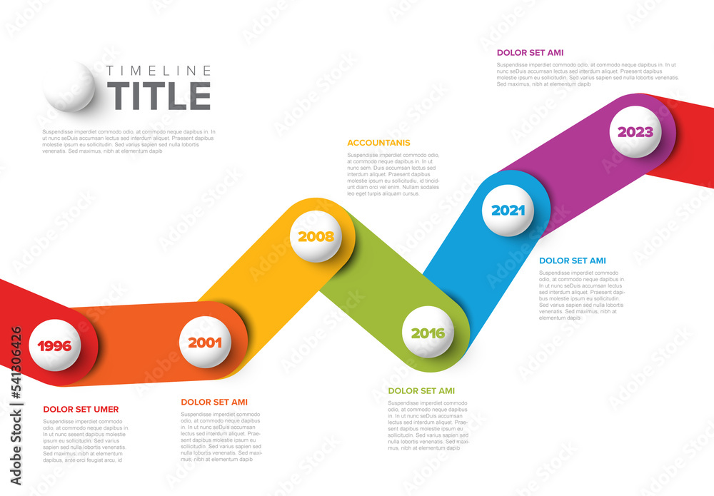 Timeline Layout with Color Stripes on White Background Stock Template ...