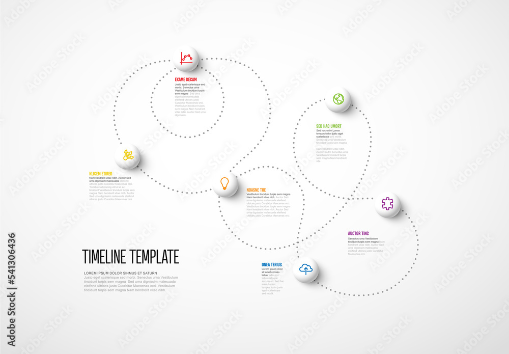 Infographic Dotted Curved Timeline Layout with Sphere Elements Stock ...