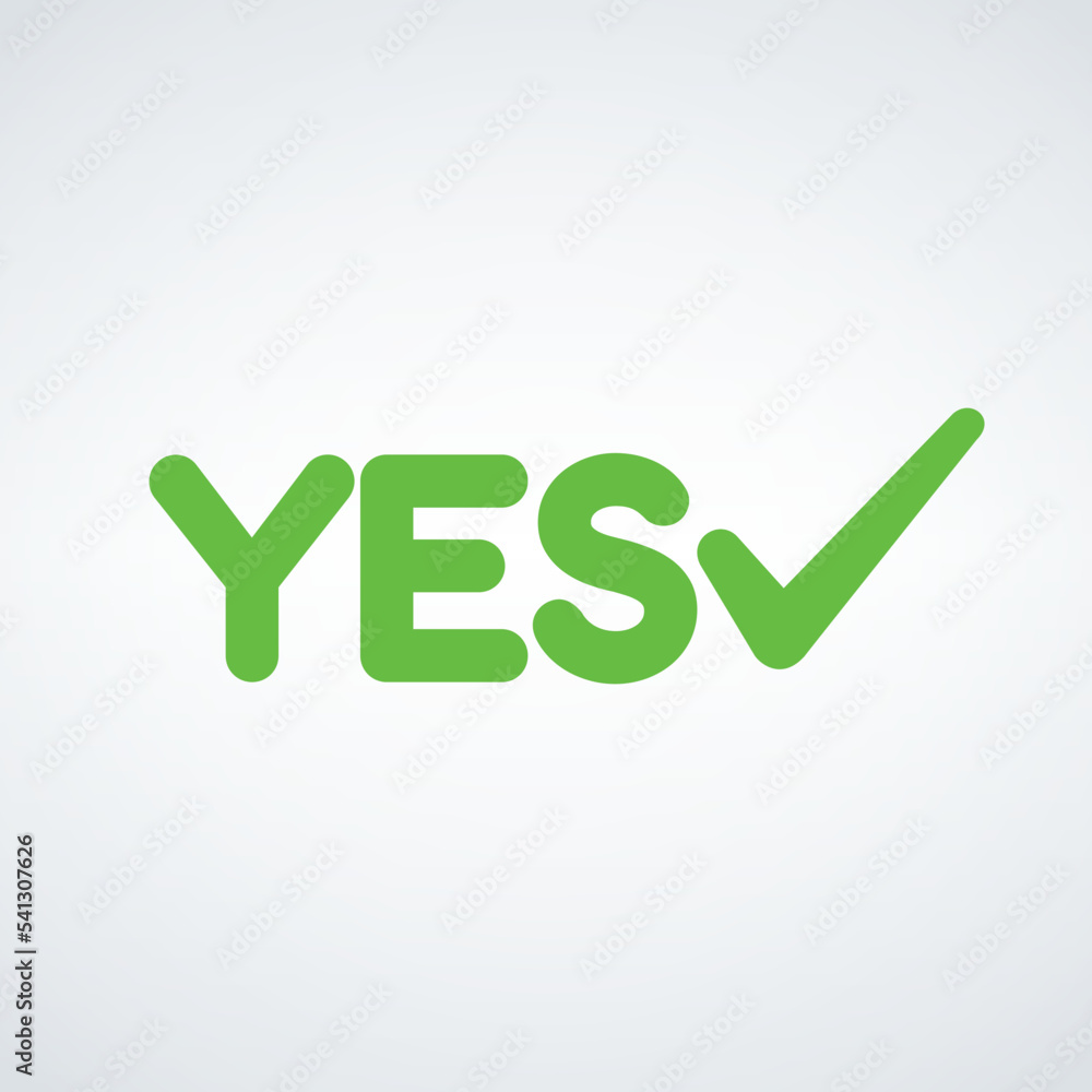 Word YES with Checkmark right vector icon. Green yes vector symbol ...