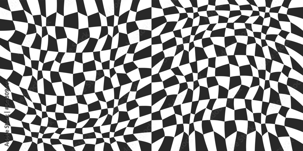 Broken curved checkerboard surface, in the form of a pattern. Curved ...