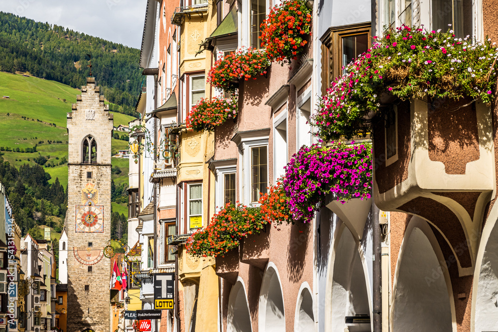 Sterzing, Italy - September 26: historic buildings at the old town of ...