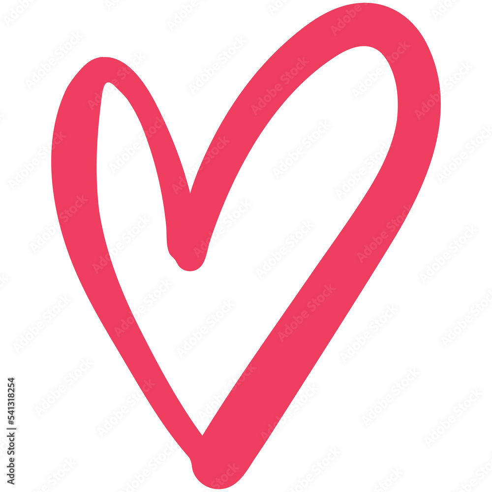 Heart shape doodle. Hand drawn love symbol. Transparent background png. Stock Illustration ...