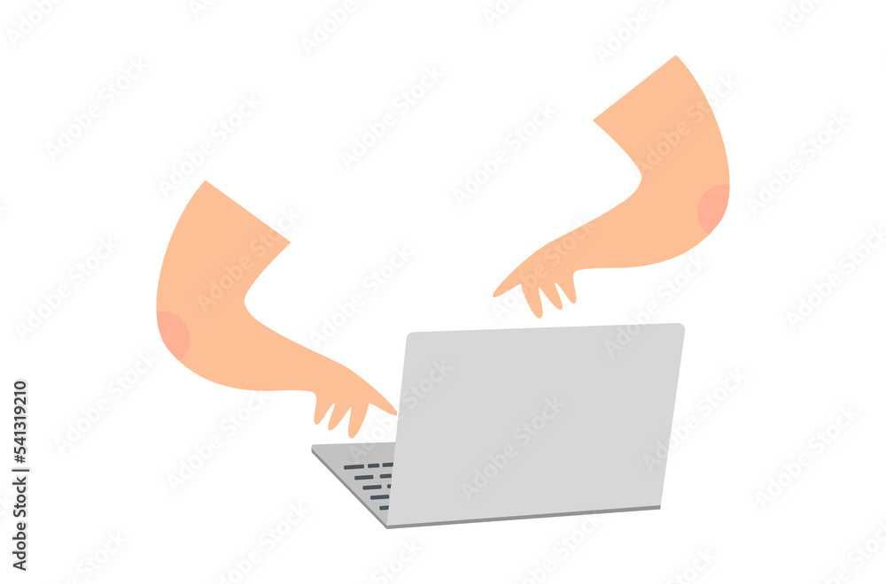 Hands typing laptop keyboard vector, businessman is working on laptop ...