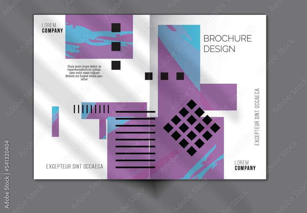 Brochure Cover Layout Geometric Shapes and Abstract Bright Rectangles ...