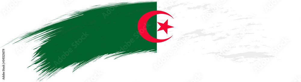 Flag of Algeria in rounded grunge brush stroke. Stock Illustration ...