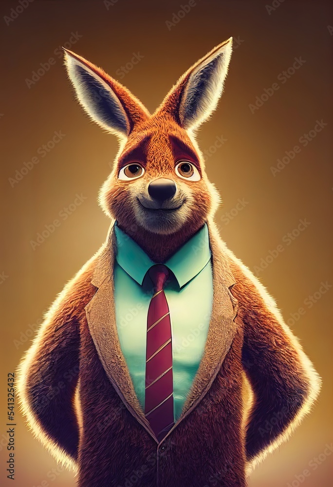 Portrait of elephant wearing suit and standing in proud pose. Dapper ...