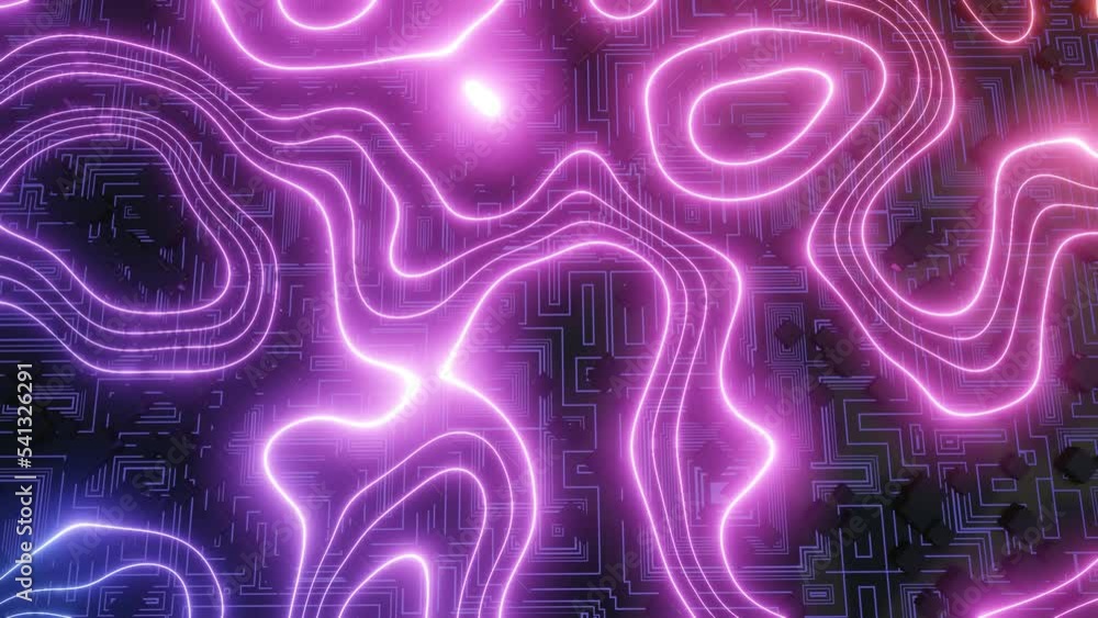 Vídeo do Stock: Hi tech pattern on plane surface, neon glow, complex ...