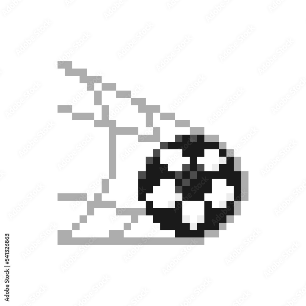 Soccer or football ball in the goal net icon in pixel art design ...