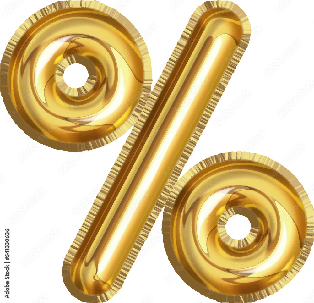 Golden balloon percent sign ilustração do Stock | Adobe Stock