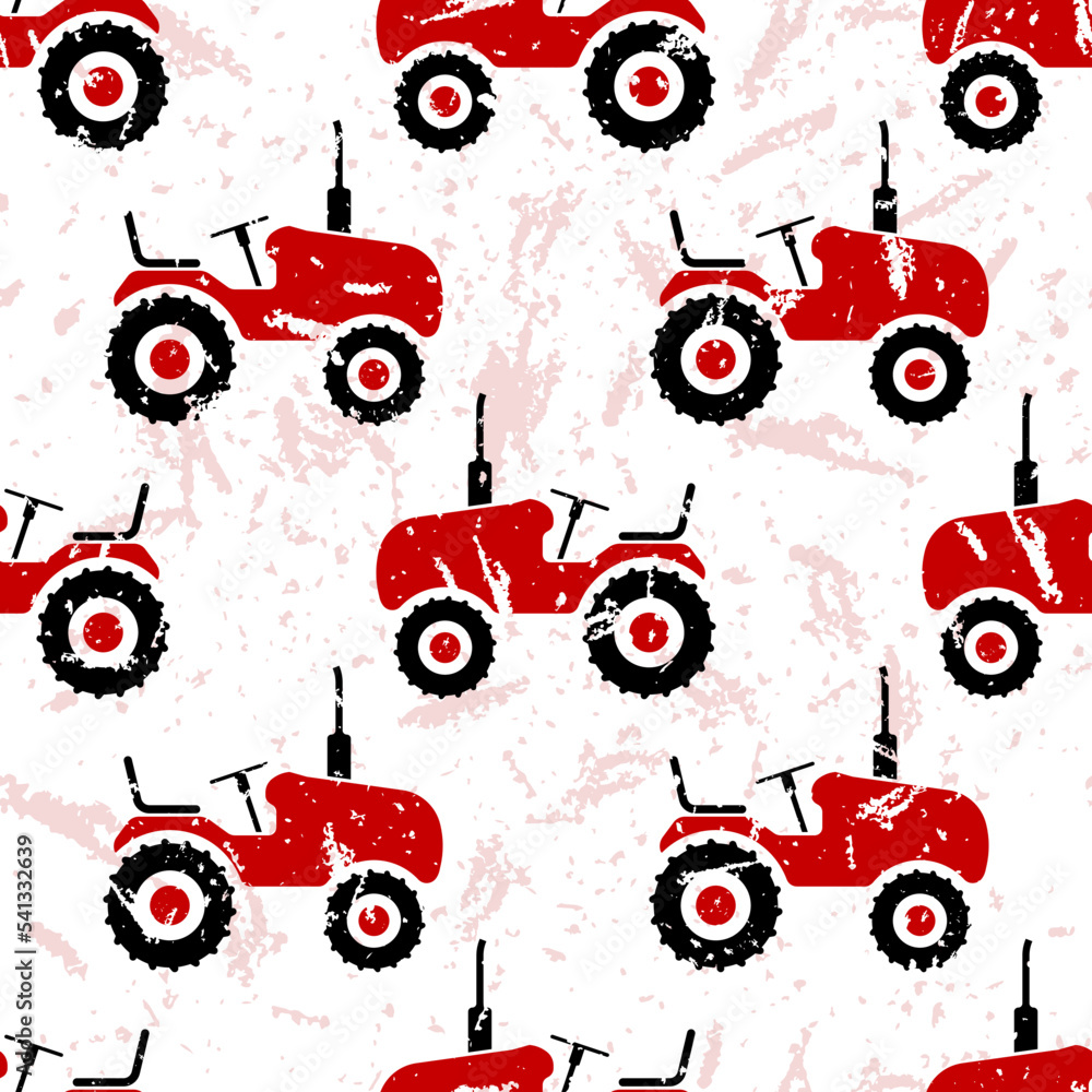 Small red old wheeled tractors isolated on white background. Cute ...