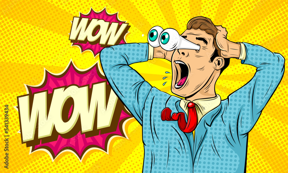 Poster Comic cartoon wow suprised hyper expressive reaction face – Wall ...