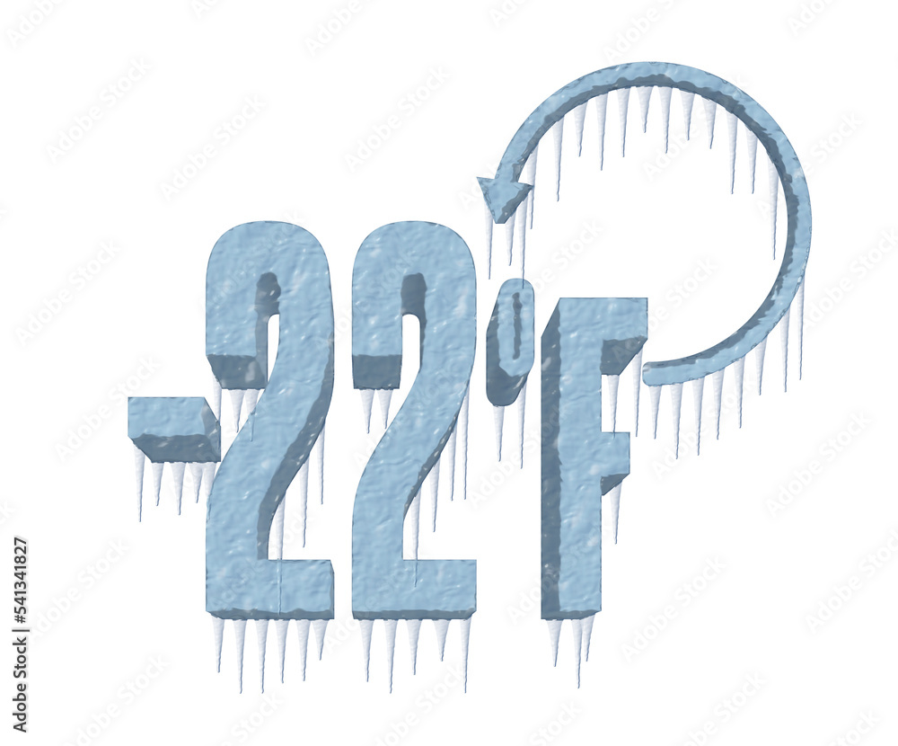 3d illustration - 22 degrees Fahrenheit frozen ice cold Stock ...