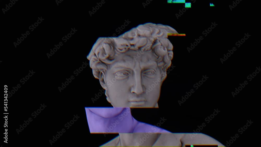 3d Abstract sculpture David Michelangelo. Glitch art, vaporwave statue ...