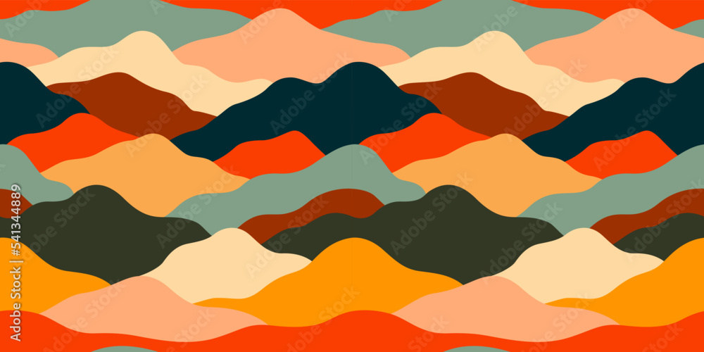 Colorful mountain landscape seamless pattern illustration. Abstract ...