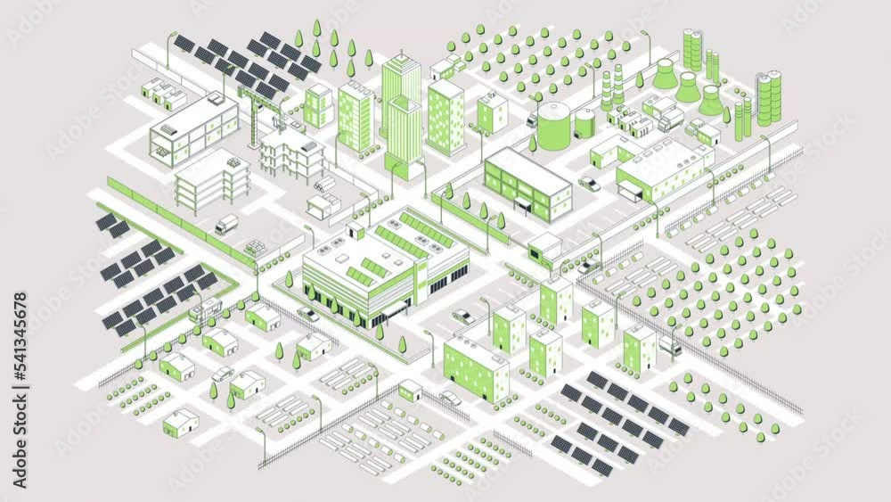 Modern Megapolis Isometric Map concept. Moving banner with city plan ...