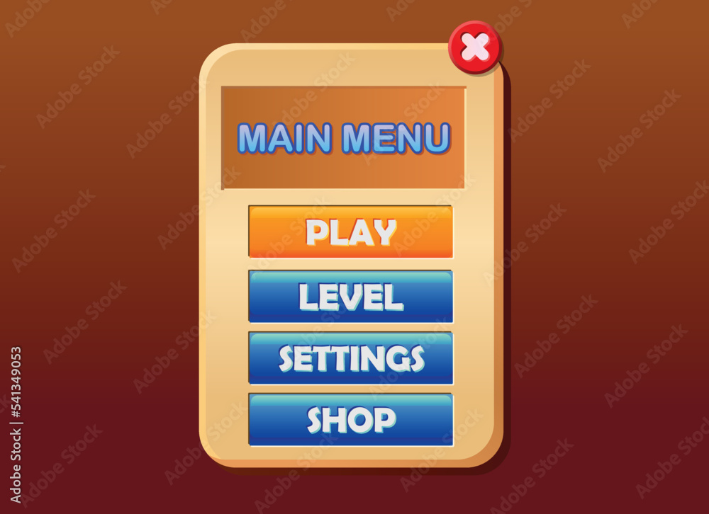 Gaming main menu ui user interface vector Stock Vector | Adobe Stock