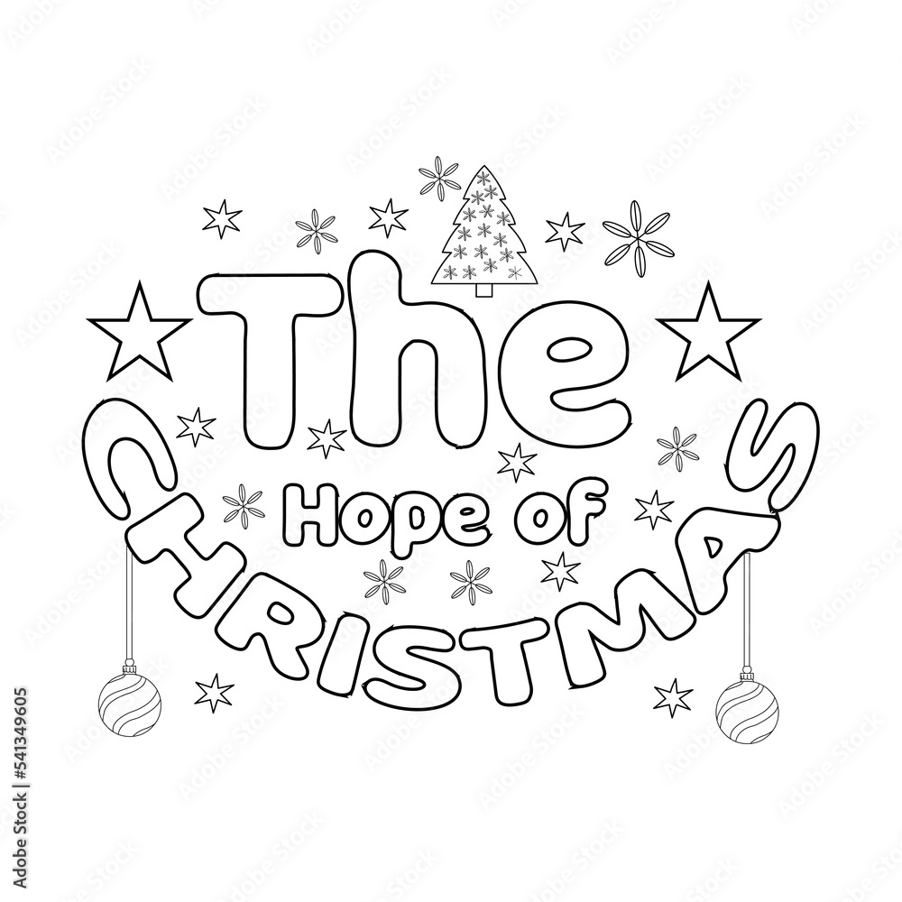 Merry Christmas Coloring page. Christmas line art coloring page design ...
