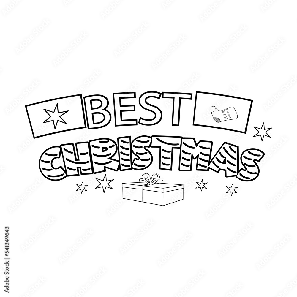 Merry Christmas Coloring page. Christmas line art coloring page design ...