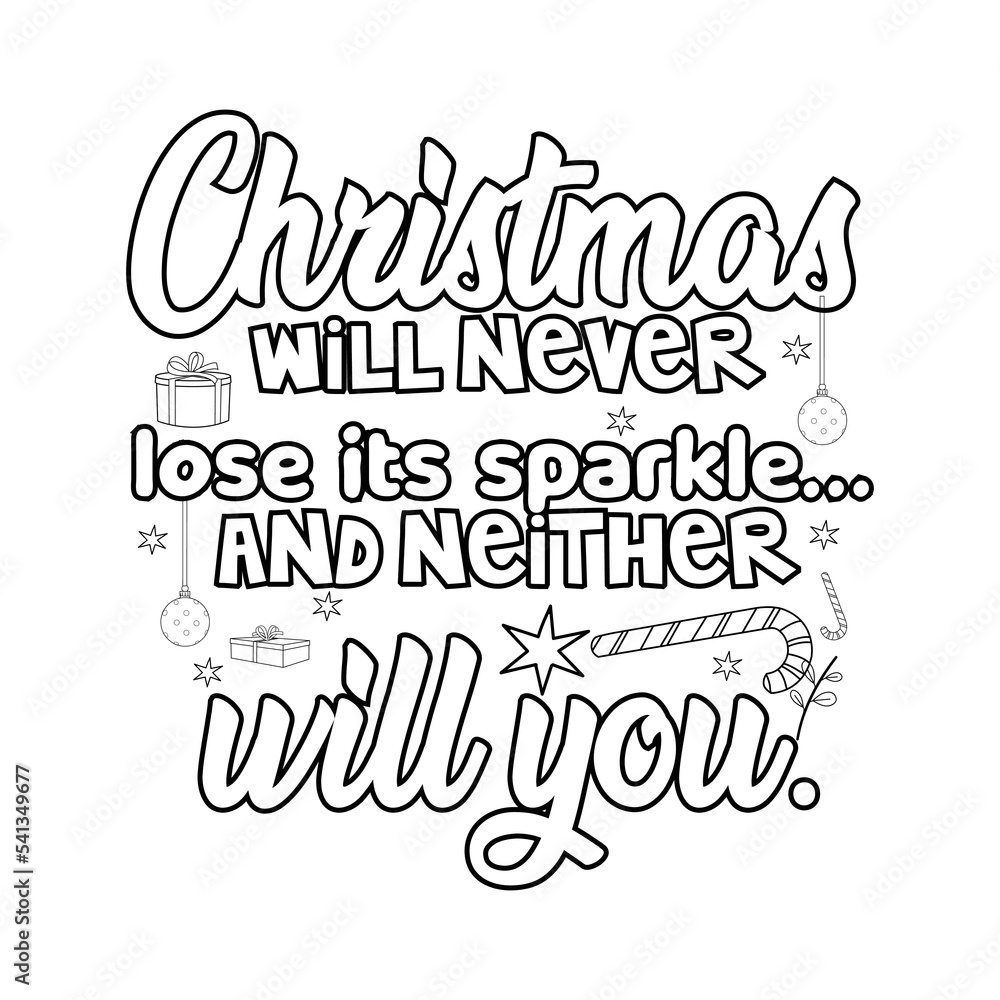 Merry Christmas Coloring page. Christmas line art coloring page design ...