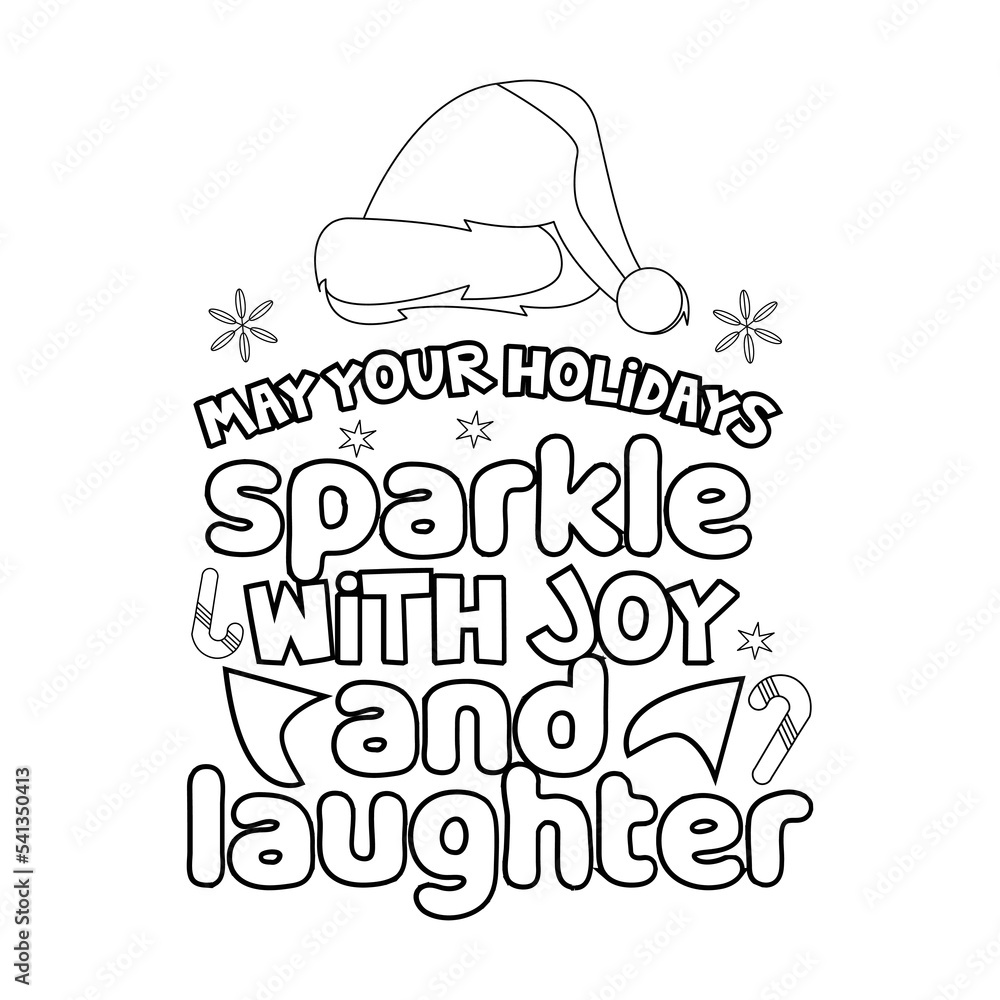 Merry Christmas Coloring page. Christmas line art coloring page design ...