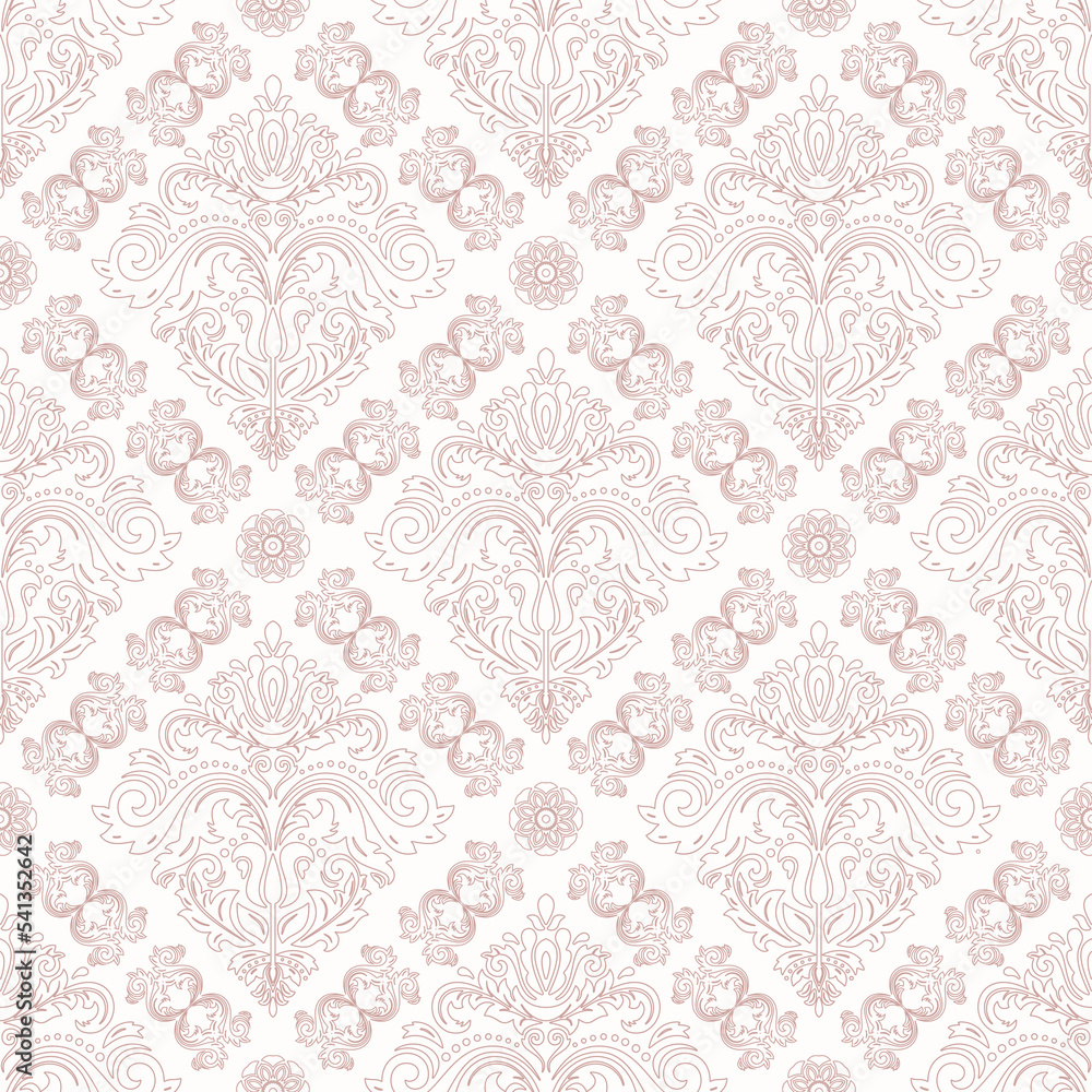 Orient vector classic pattern. Seamless abstract background with pink ...