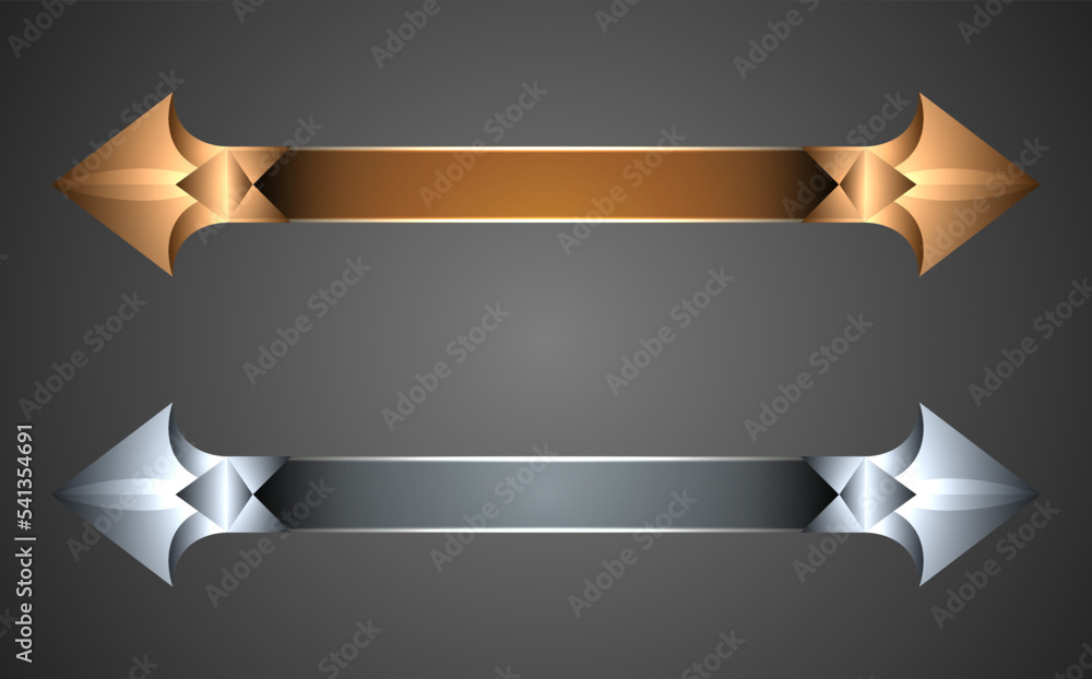 Luxury gold and silver game title banner buttons, gaming interface ...