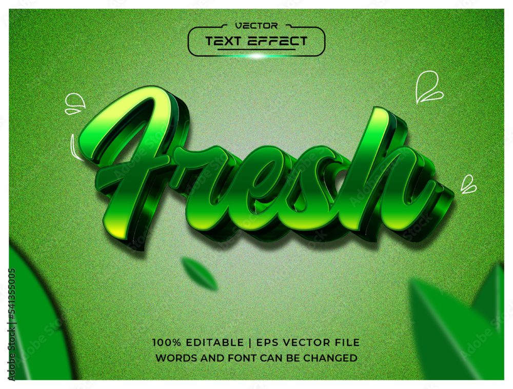 Fresh Editable 3D Text Effect, template style text mockup Stock Vector ...