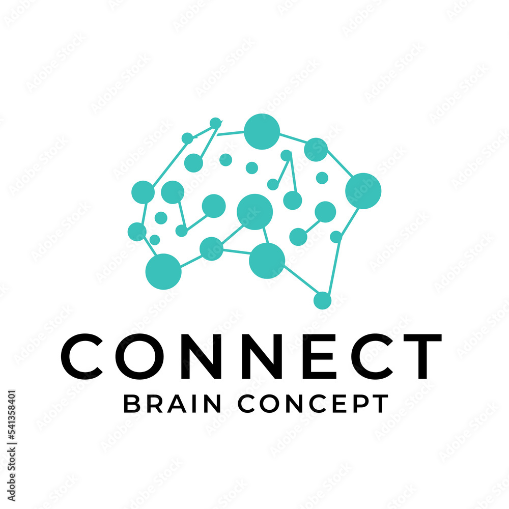 Human brain line with Connected Dots As Network Logo Vector, template ...