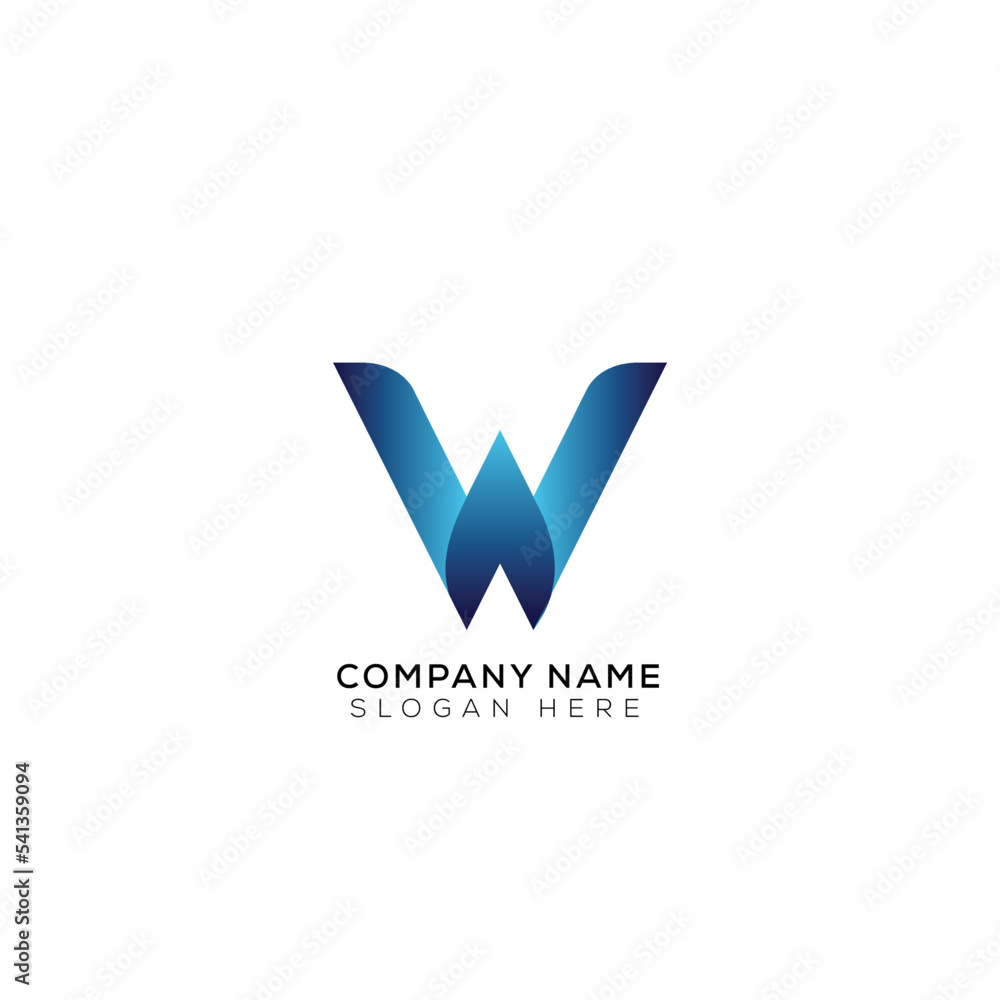 Branding identity corporate vector letter w logo design black and white ...