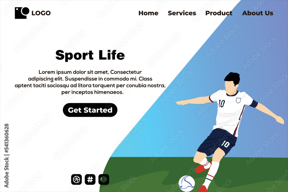 Football landing page design template, Landing page design vector ...