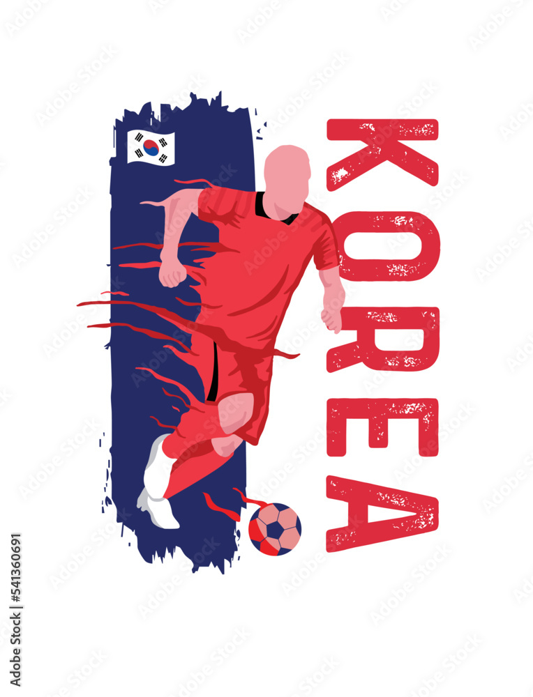 VECTORS. Editable poster for the Korea football team, soccer player ...