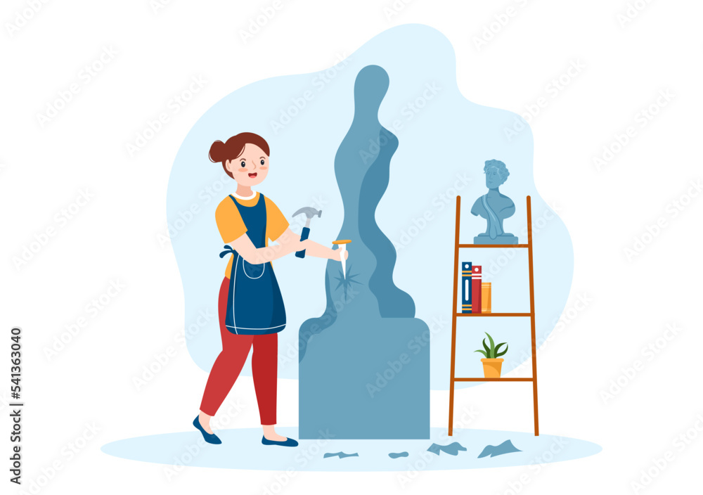 a Sculptor is Carving Sculpture to Form a Work and Will be on Display ...