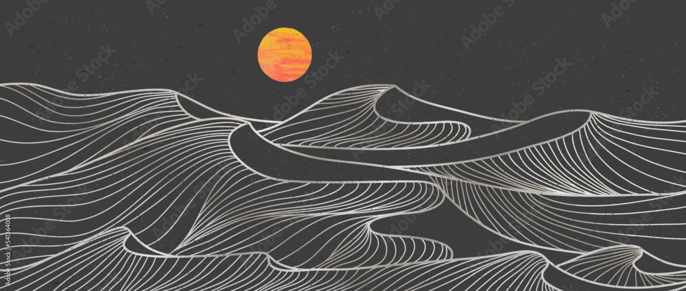 mountain desert line art print. Abstract mountain contemporary ...
