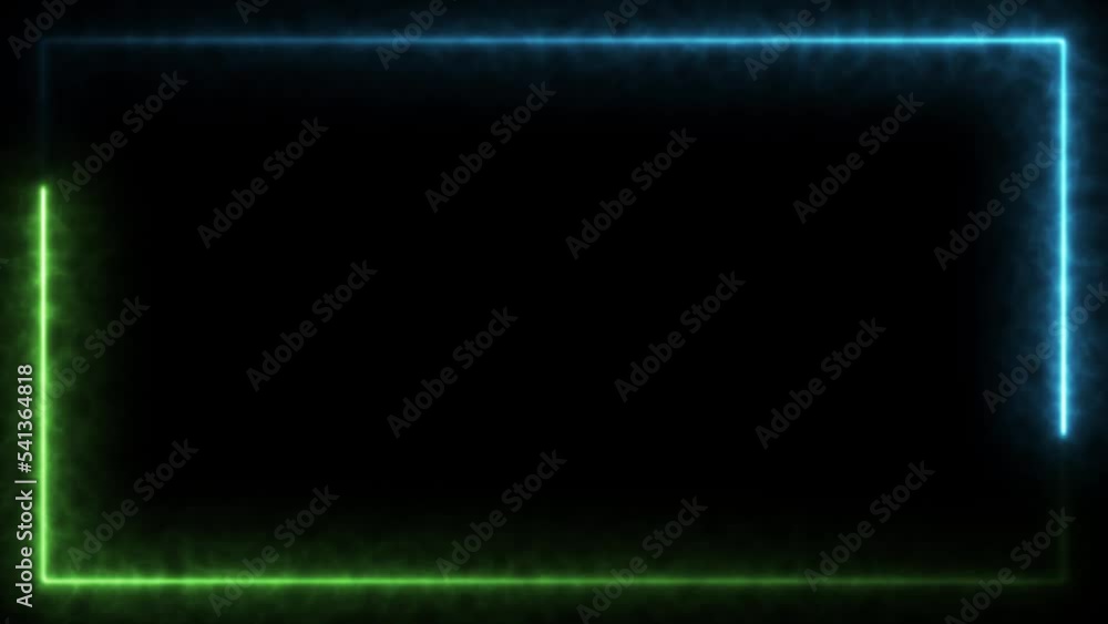 Vidéo Stock Blue and green neon effect rectangle frame line seamless ...