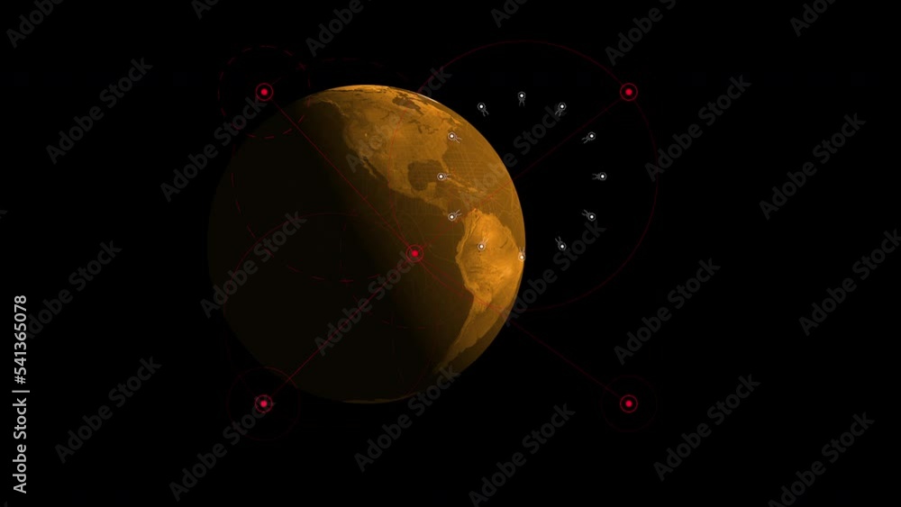 Satellite transmission animation. Global public Internet, wireless ...
