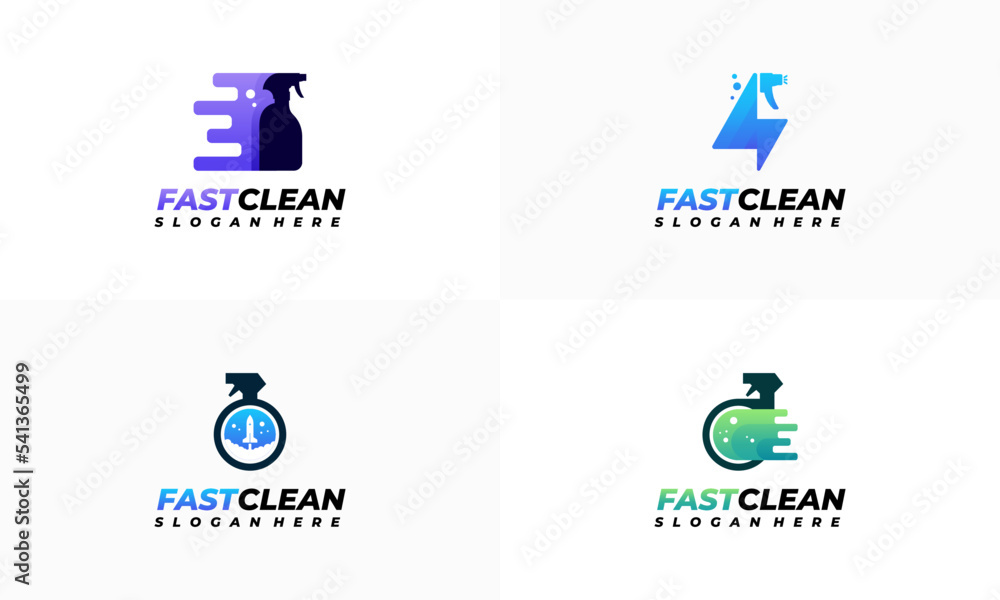 Set of Fast Cleaning logo designs concept vector, Cleaning Service logo ...
