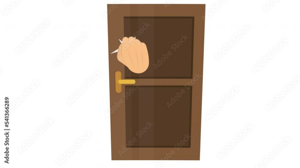 Knock on the door. Animation of a visitor knocking on the front door ...