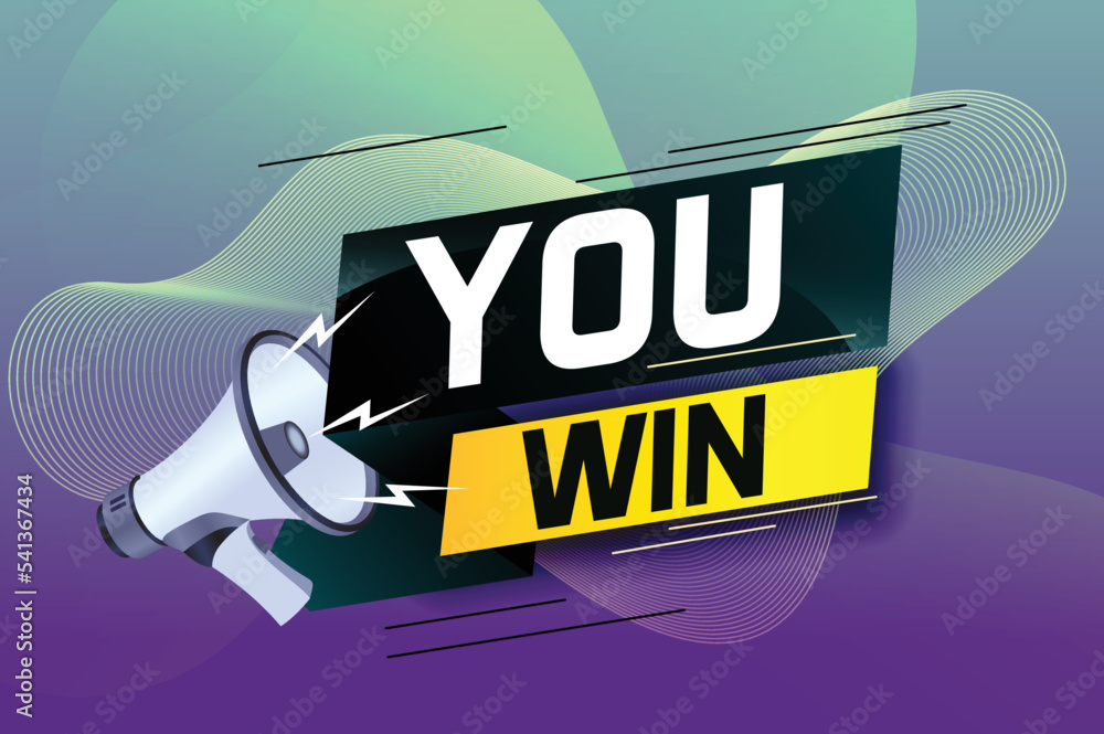 You win word concept vector illustration with megaphone and 3d style ...