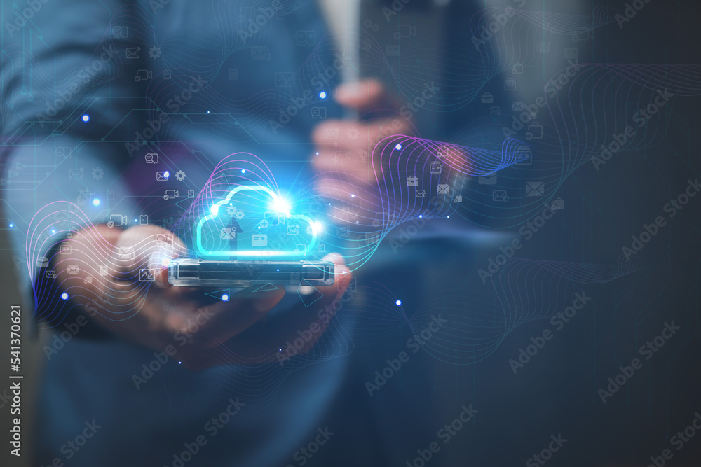 cloud technology concept Global network of metaverse systems exchange ...