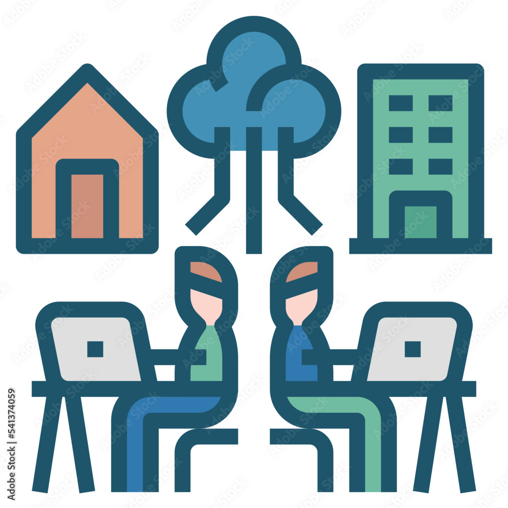 hybrid workplaces icon Stock Vector | Adobe Stock