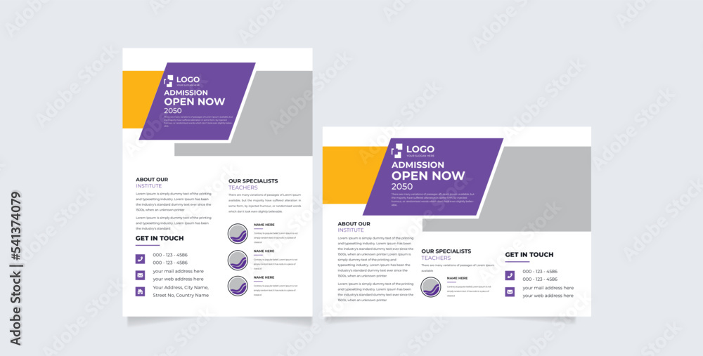 Admission flyer template. Kids back to school education flyer, brochure ...
