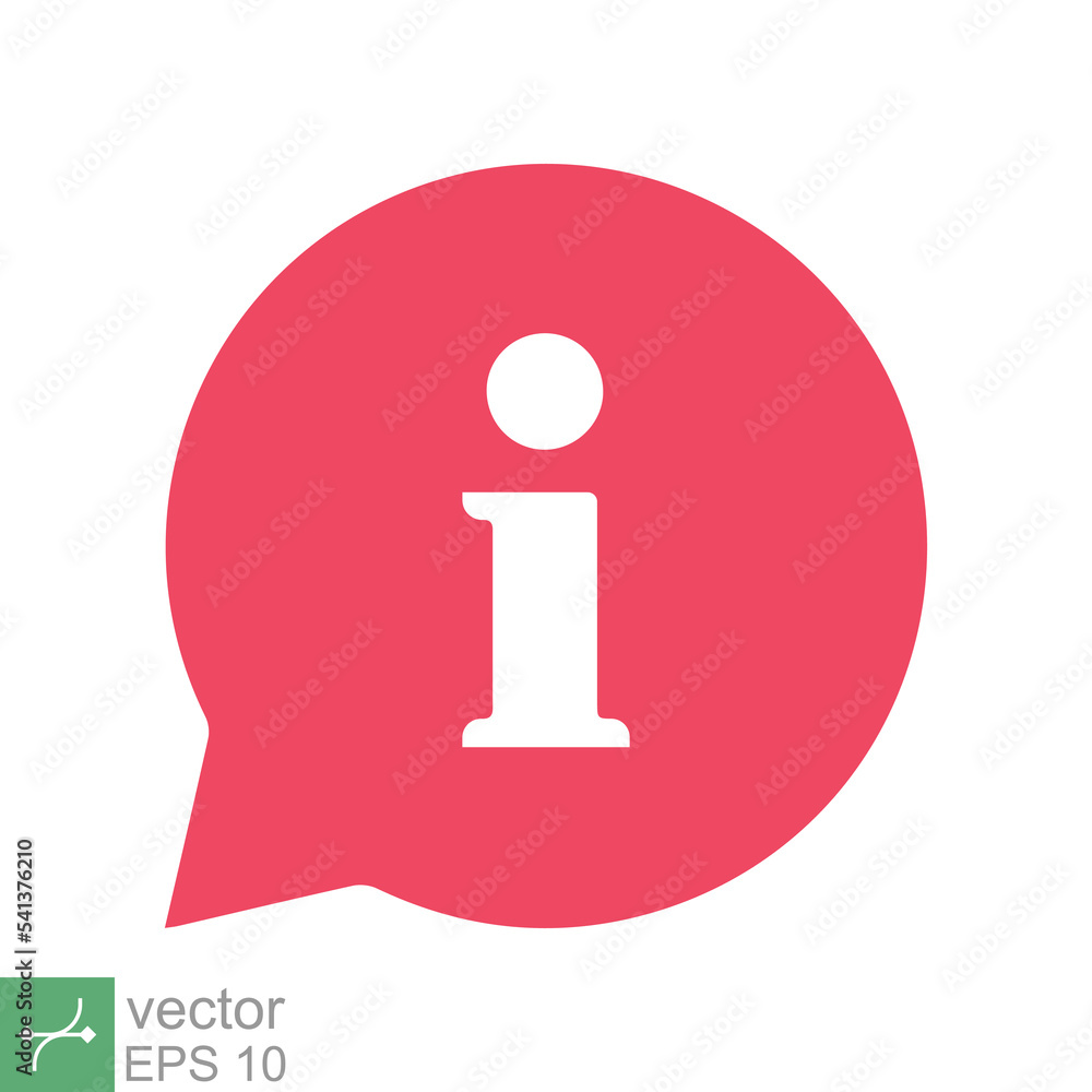 Information bubble speech icon. Simple flat style. Info help sign mark ...