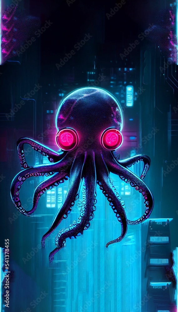 AI Generated hyper realistic 3D illustration of an evil octopus ...