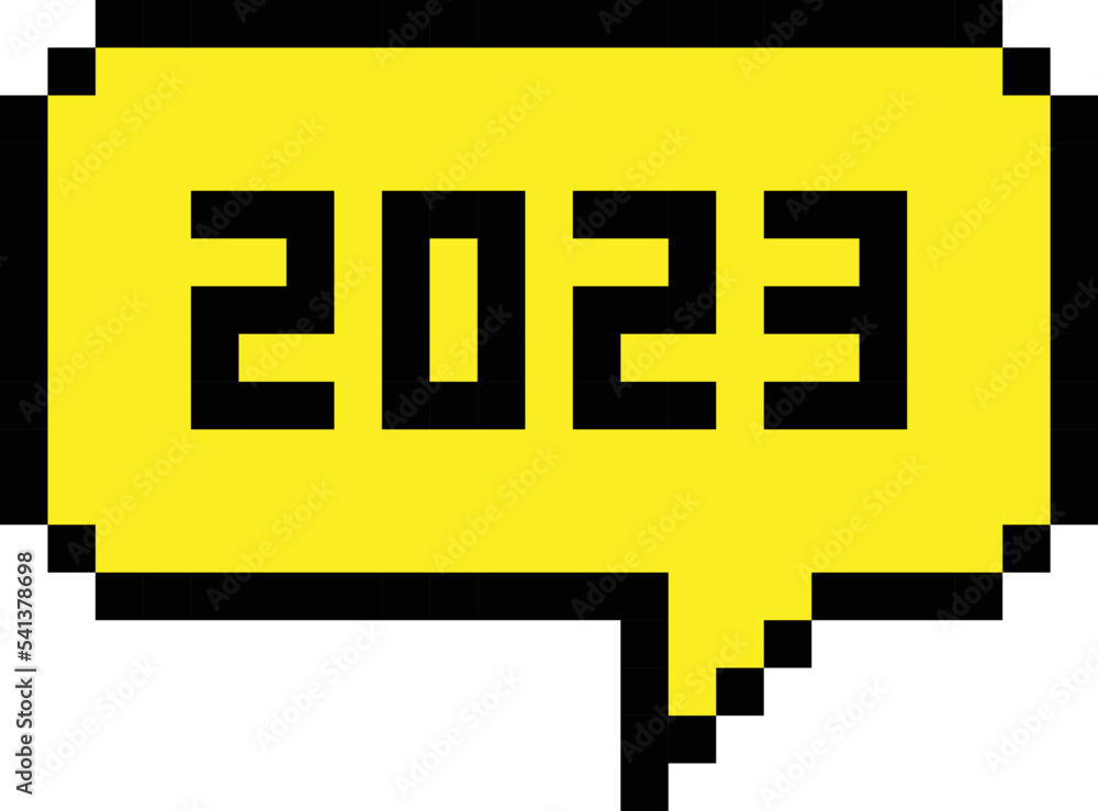 2023 new year Speech bubble pixel art vector illustration. Speech ...