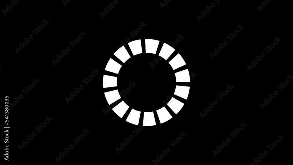 Loading circle icon animation on black background. 4K clip with alpha ...